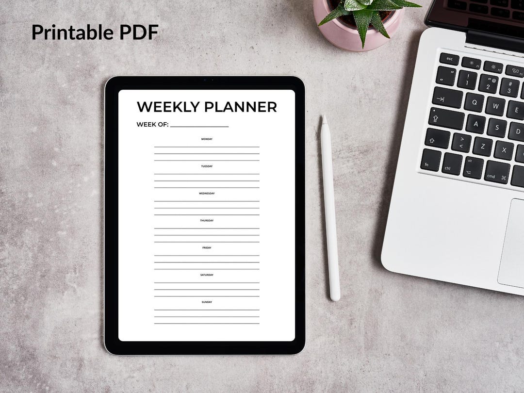 Simple Weekly Planner PDF | Printable Weekly Planner | Minimal Weekly ...