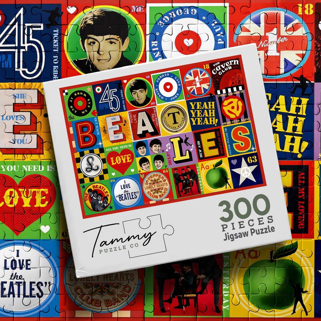 The Beatles Jigsaw Puzzle, Retro 60s Music Collage, Pop Art Jigsaw ...