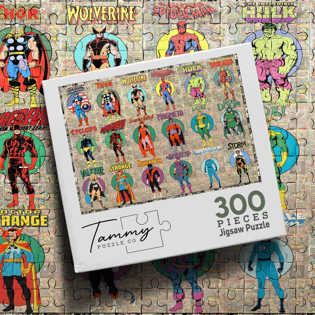 Retro Marvel Comics Character Puzzle – Vintage Superheroes Jigsaw ...