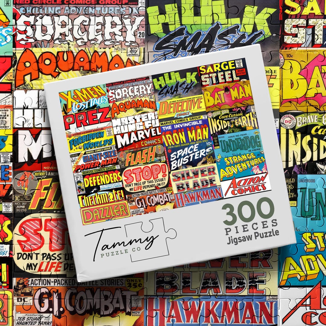 Retro Comic Book Cover Collage Jigsaw Puzzle – Pop Art Nostalgia - Etsy