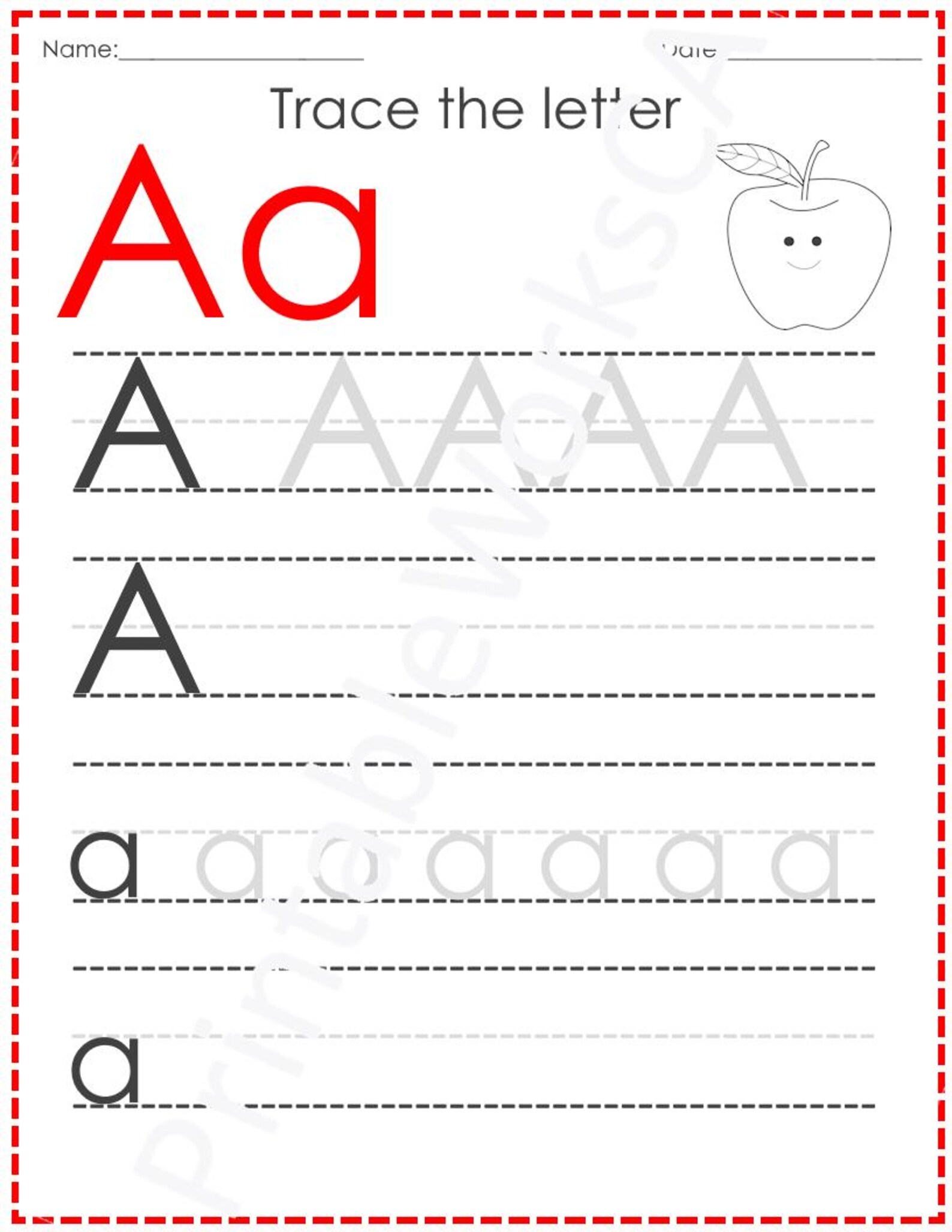 Letter A Tracing Worksheet | Printable PDF for Kids Ages 3-6 ...