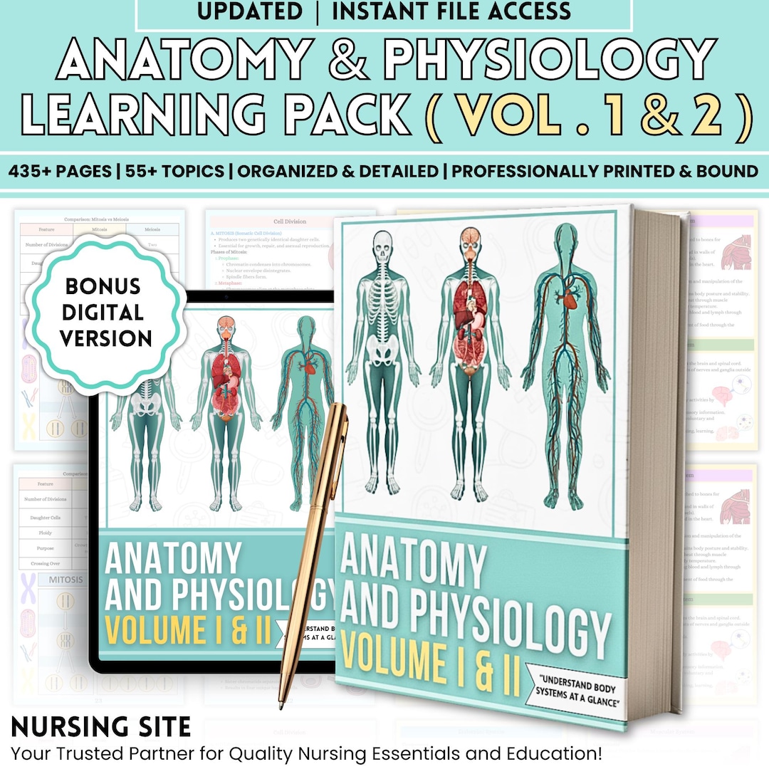 Anatomy and Physiology Bundle Vol. 1 2, Human Body Study Guide ...