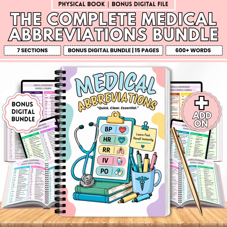 Medical Abbreviations Notes Bundle | Nursing School Study Guide, 600 ...
