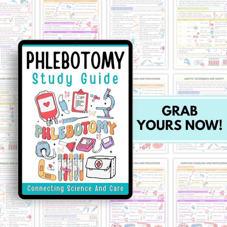 Phlebotomy Exam Prep Book | Physical Blood Draw Study Guide | Nursing ...
