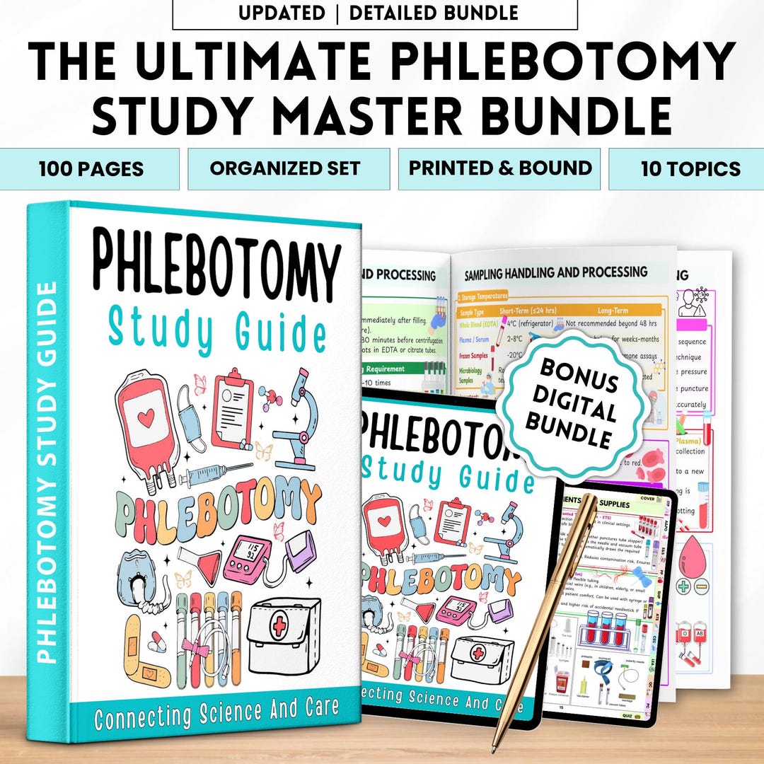 Phlebotomy Exam Prep Book | Physical Blood Draw Study Guide | Nursing ...