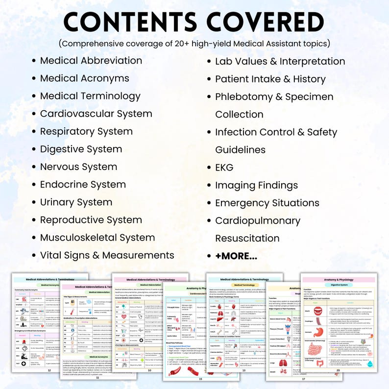Medical Assistant Notes & Cheat Sheet Bundle – Physical Book | 20 ...