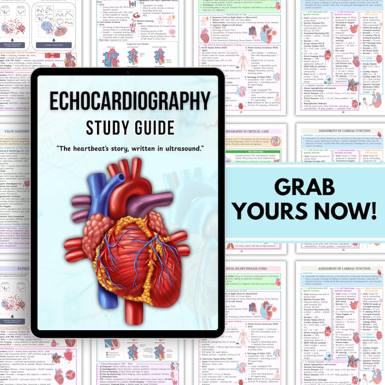 Echocardiography Physical Book | Echo Student Study Guide | Cardiac ...