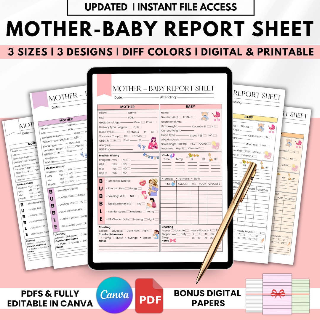 Editable Nursing Report Sheet | Mother Baby, Postpartum, Med-surg L&D ...