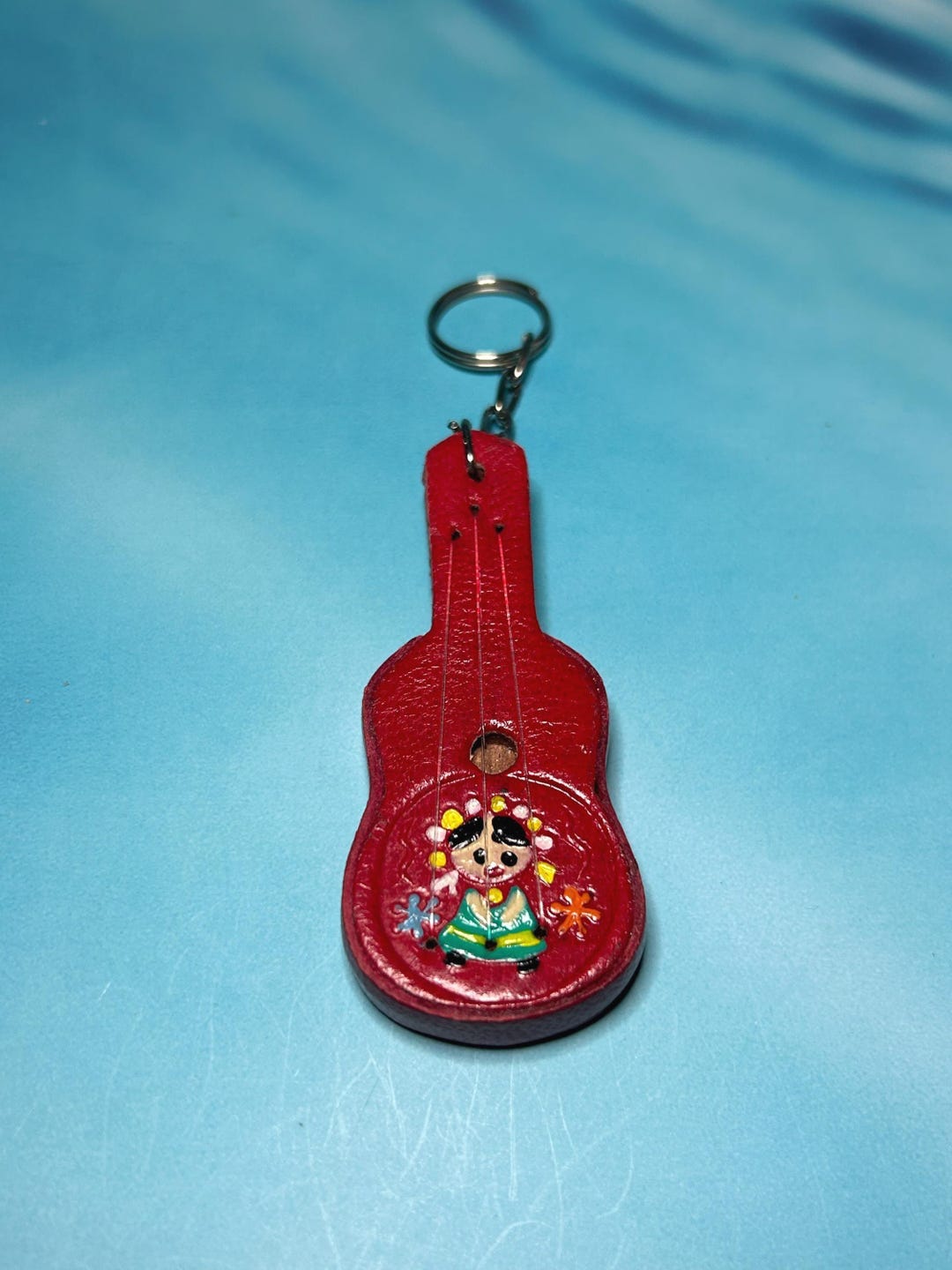 Miniature Guitar Keychain: Handmade Leather Guitar, Mexican Artisan ...