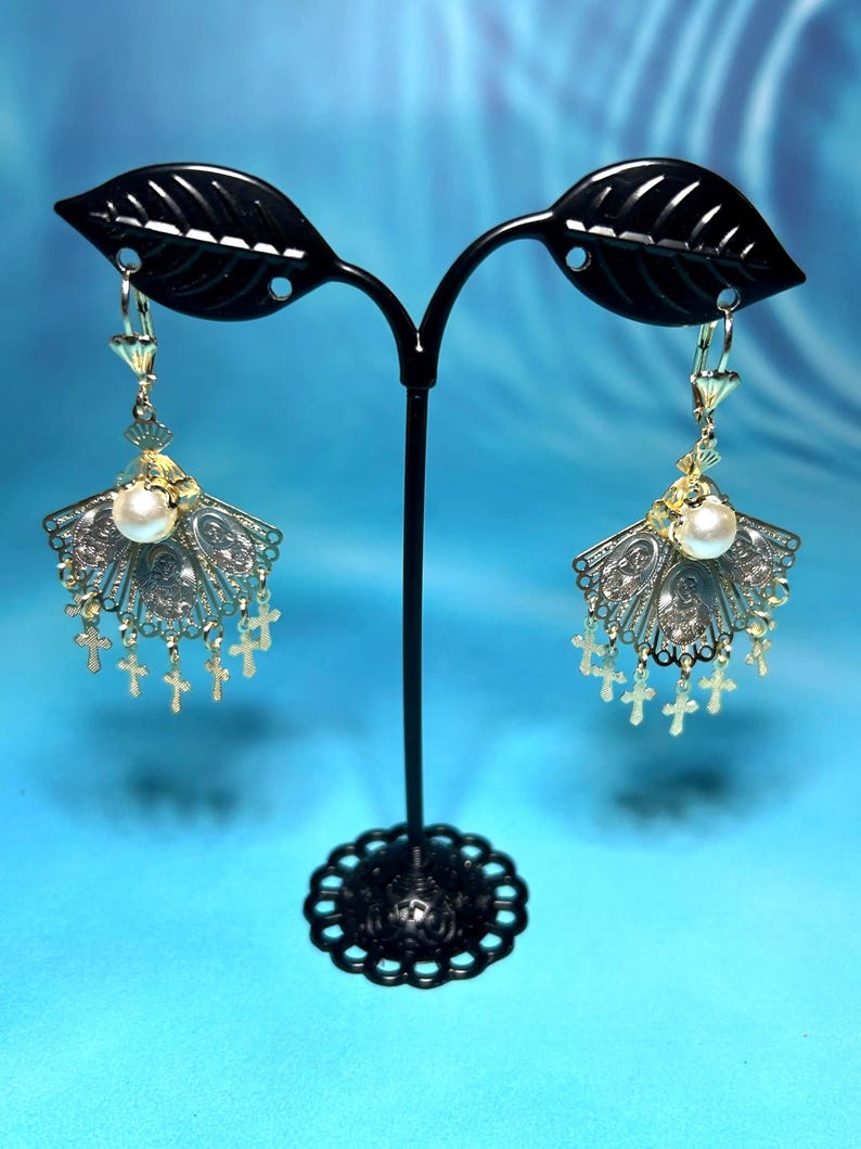 Laminated Gold Dangle Earrings: Handmade Mexican Artisan Jewelry - Etsy
