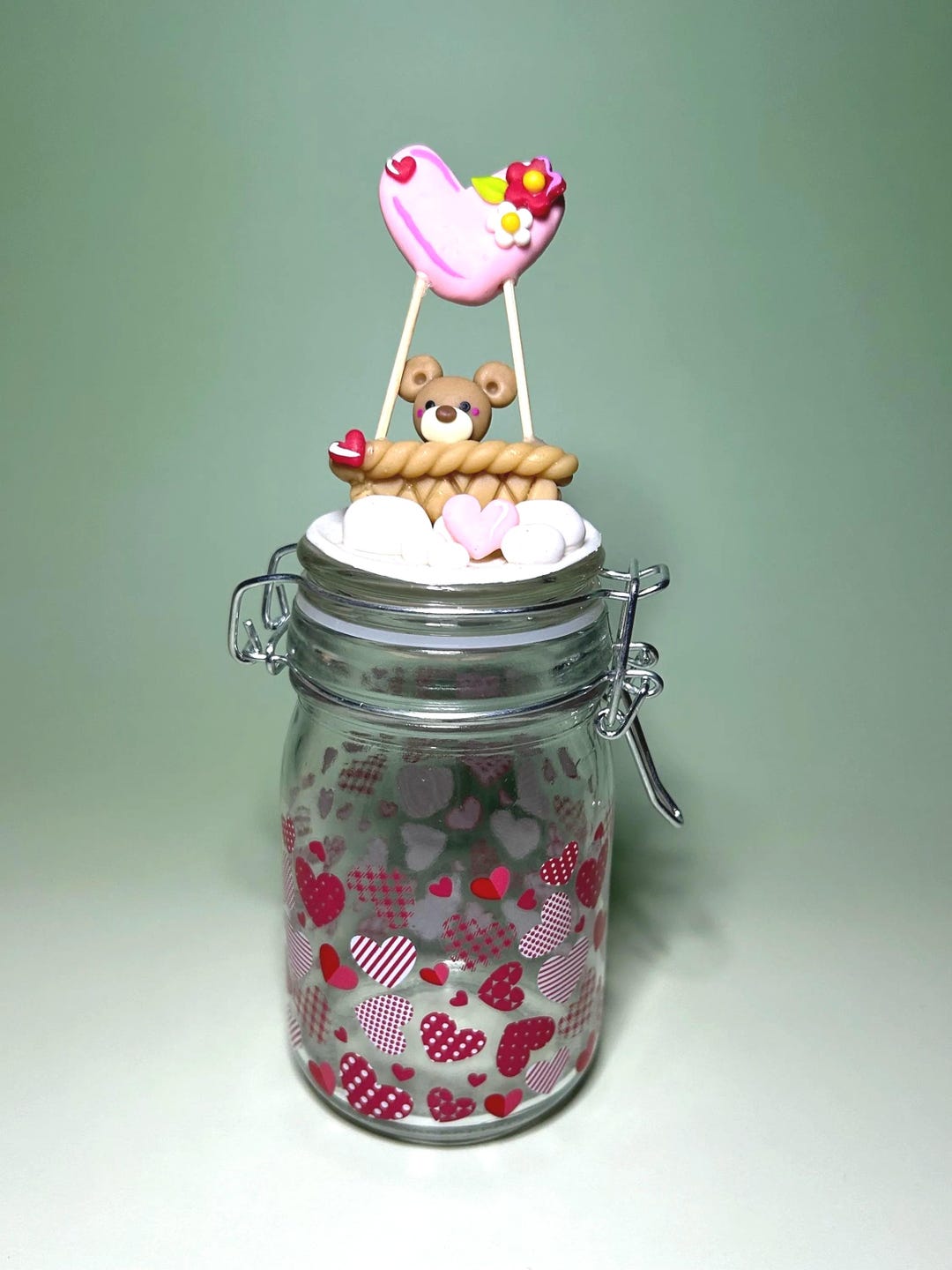 Handmade Painted Glass Jar: Teddy Bear Cold Porcelain Decor - Etsy