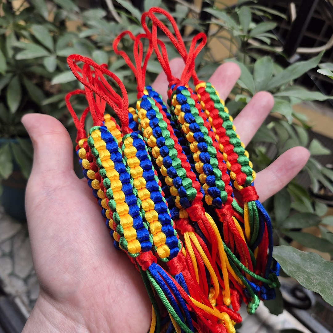 Tibetan Five Color Thread Hanging, Handmade Buddhist Protection Cord - Etsy