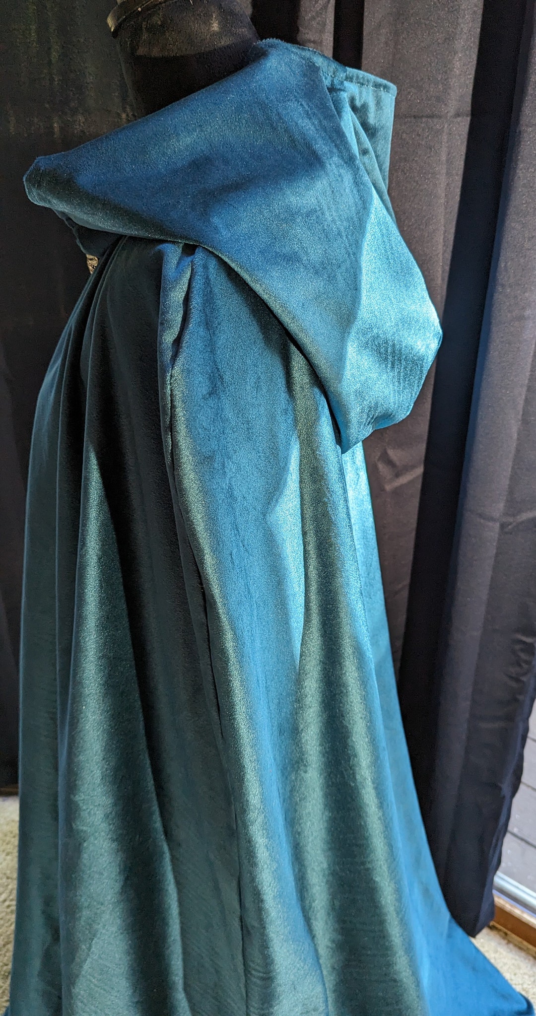 CLOAK, Hooded Cape Full Length//teal Velvet W/clasp,renaissance Faire ...