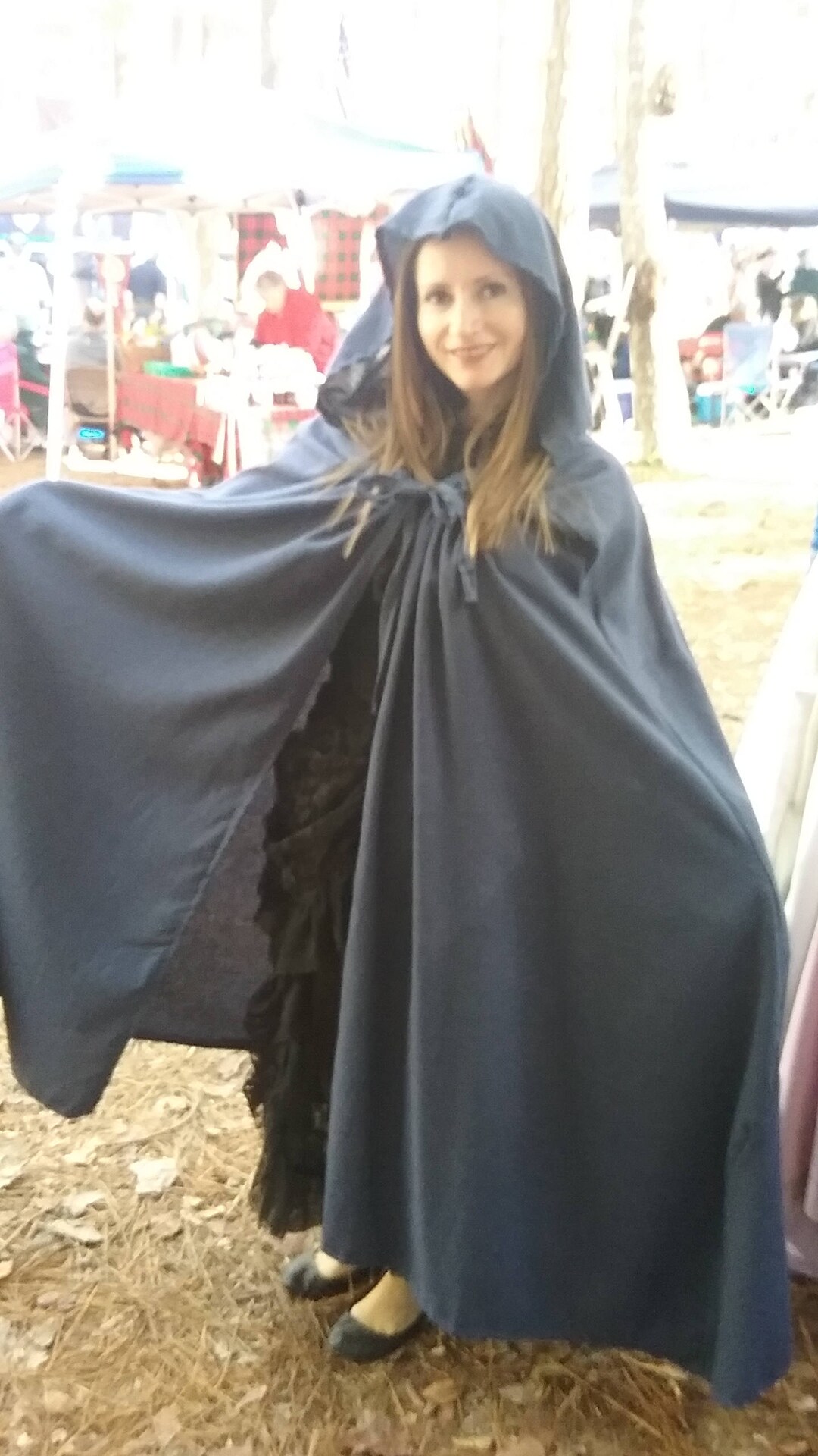 Hooded CAPE Full Length Dramatic Tweed 2-tone Dusty Blue, Cloak ...