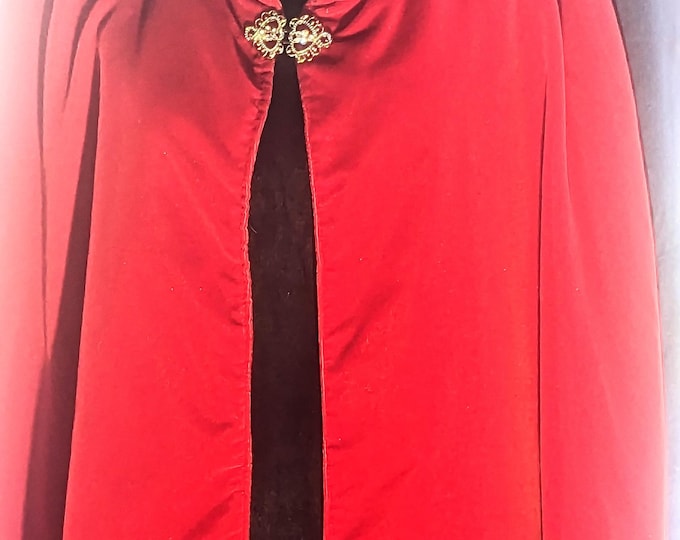 Cloak,hooded Cape, Bright RED, Handmaid//velvet W/clasp Collar ...