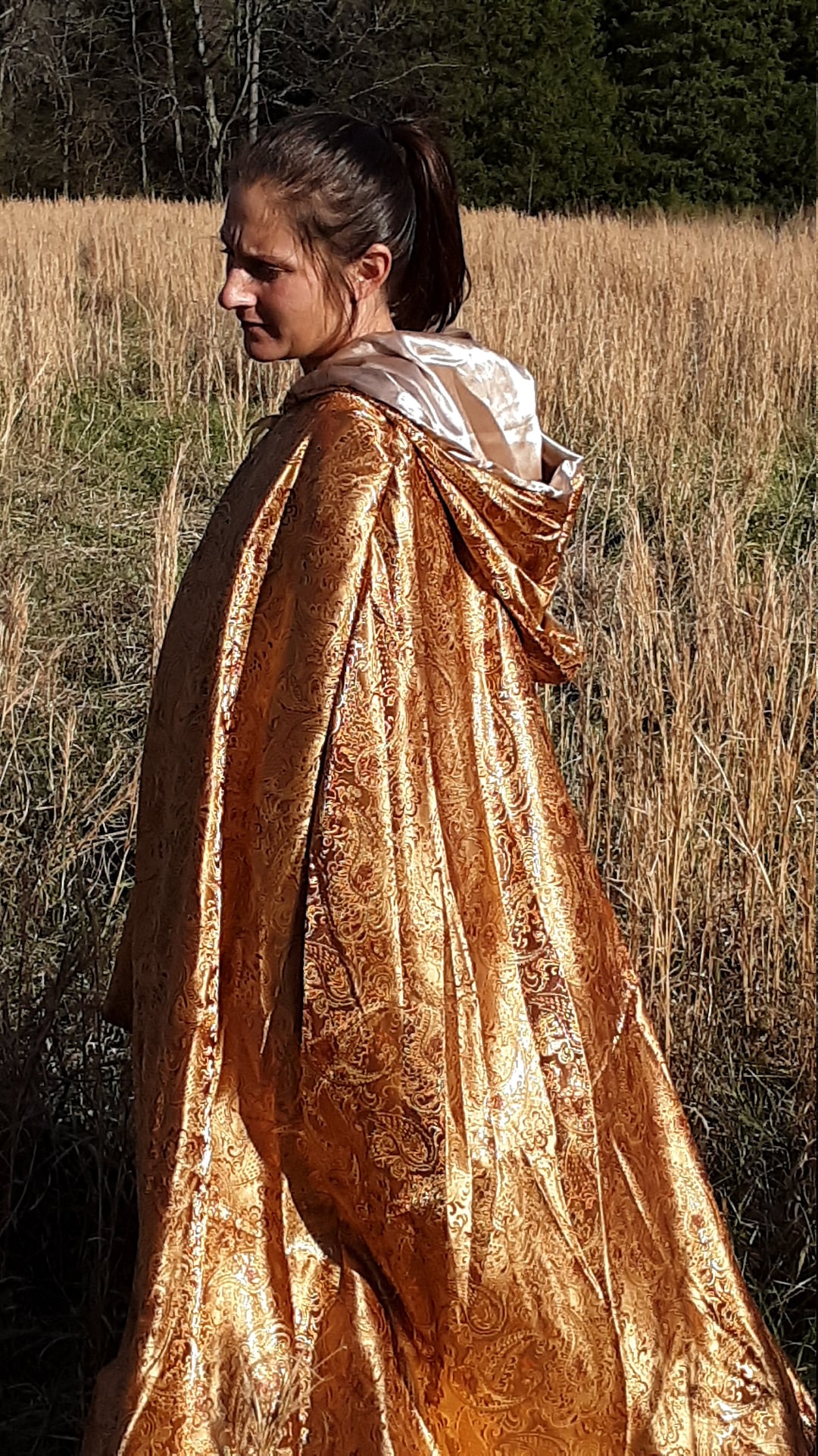 Full Length Hooded Cape//wedding, Georgian Cloak Brocade, Renaissance ...