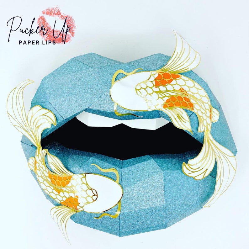 Koi Fish Paper Lips| Glitter Wall Art | 3D Paper Wall Art for Office or ...