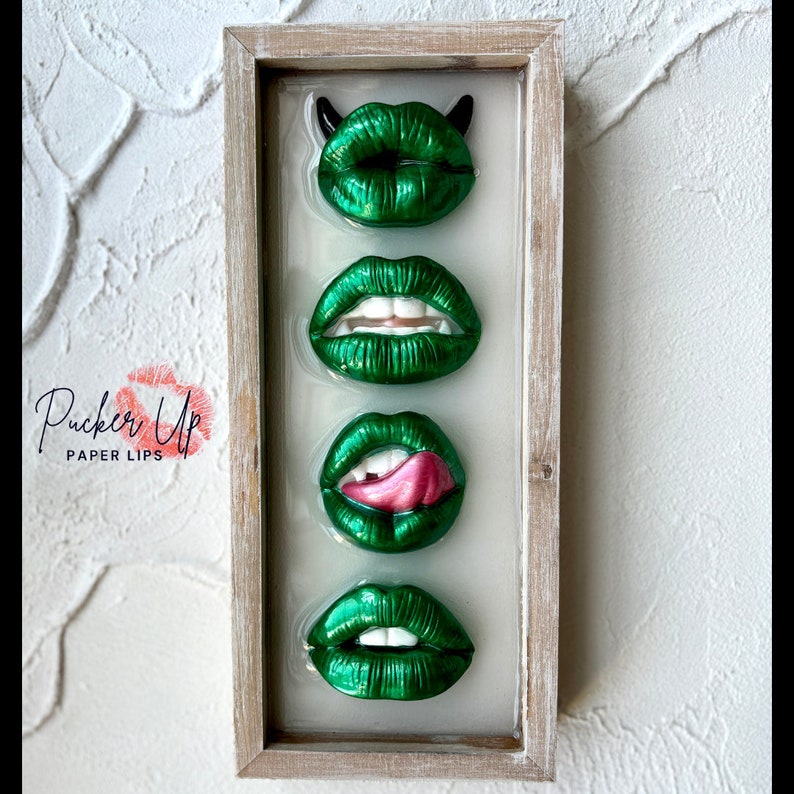 Framed Cement Lip Wall Art Decor for Home or Office | Statement Art ...