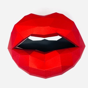Paper Lips Hot Pink and Red Full Glitter Wall Art for Home Office or ...