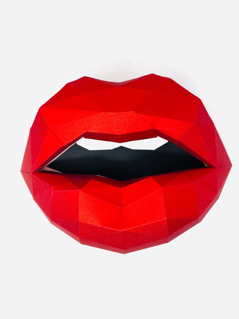 Paper Lips Hot Pink and Red Full Glitter Wall Art for Home Office or ...