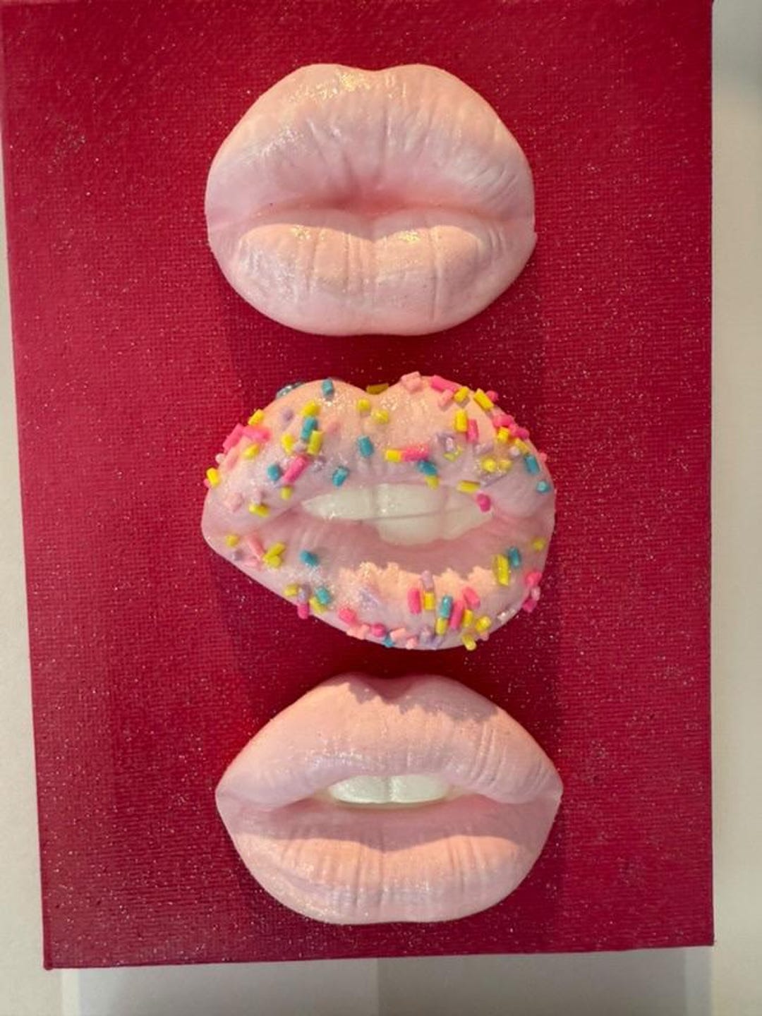 Canvas Cement Lip Wall Art Decor for Home or Office | Statement Art ...