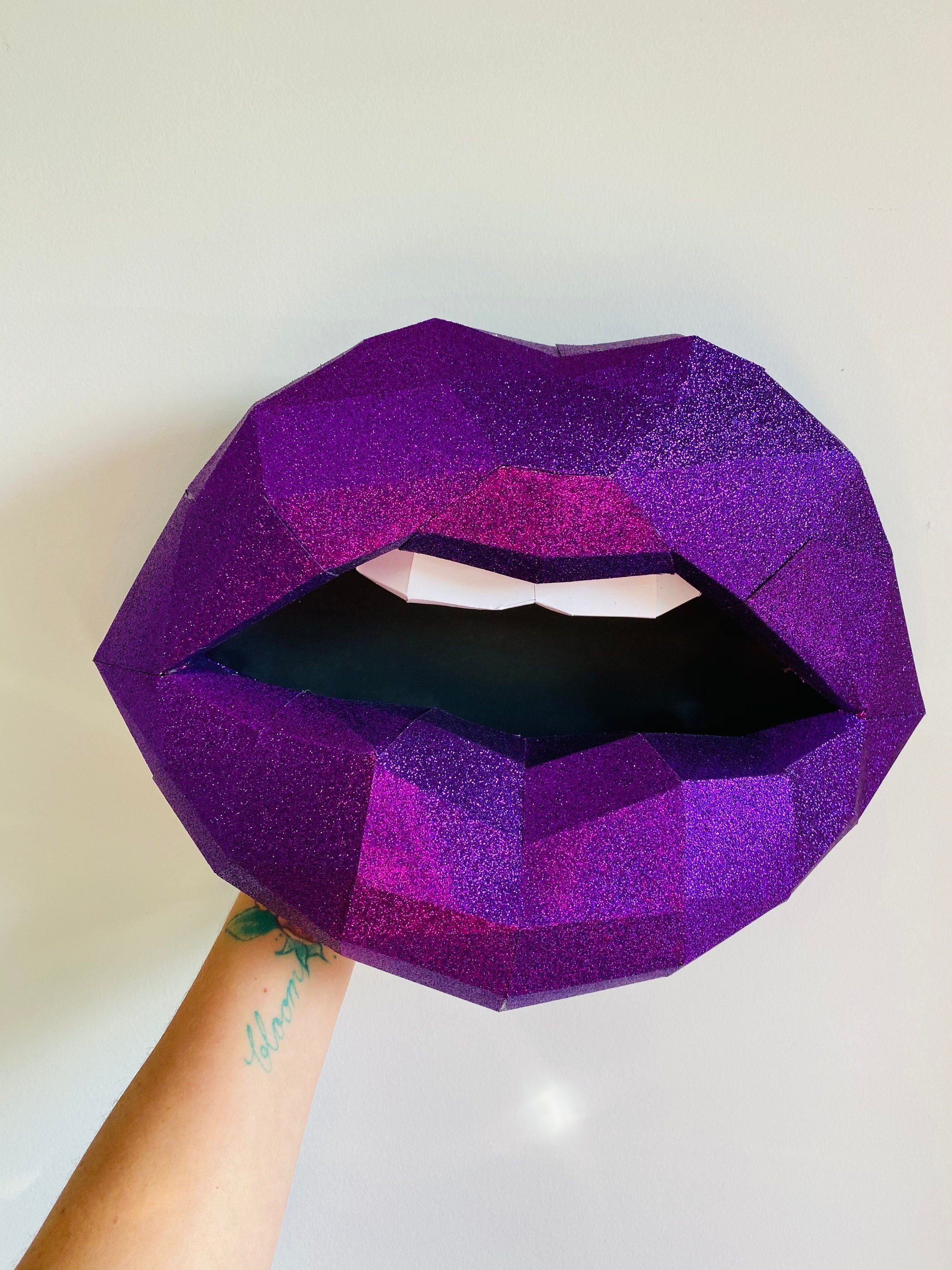 Paper Lips Hot Pink and Red Full Glitter Wall Art for Home - Etsy