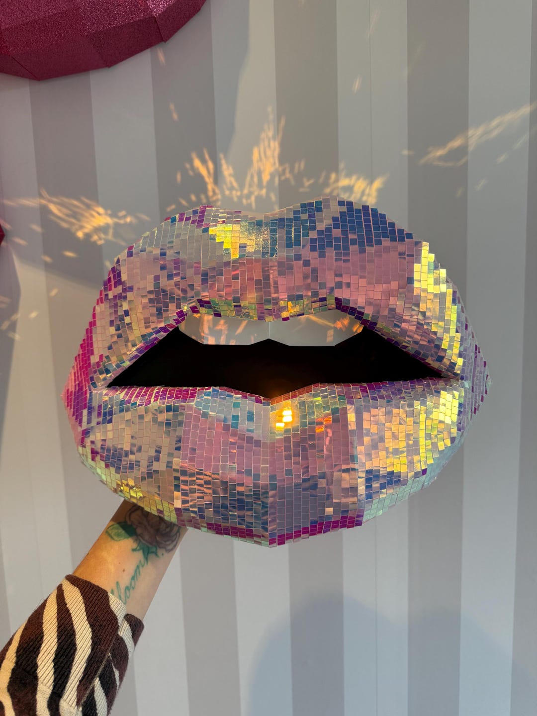 Holographic Tiled Disco Paper Lip Wall Art for Home Office or Salon ...