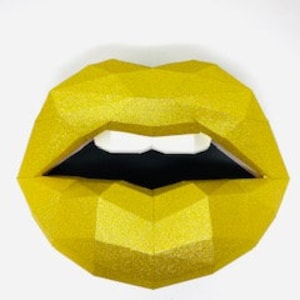 Paper Lips Hot Pink and Red Full Glitter Wall Art for Home Office or ...