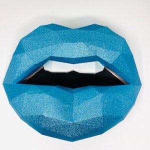 Paper Lips Hot Pink and Red Full Glitter Wall Art for Home Office or ...