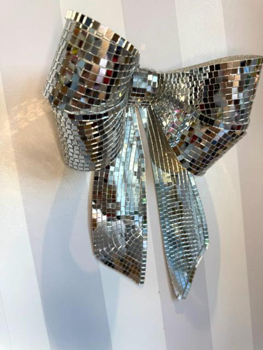 Mirrored Tiled Disco Paper Bow Wall Art for Home Office or Salon ...