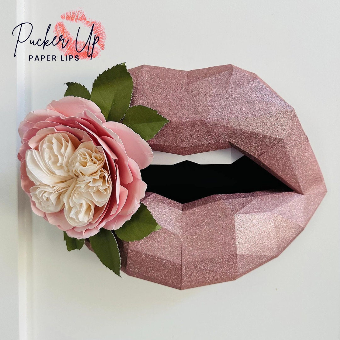 Paper Lips Giant Rose Flower Art for Home Office or Salon | Fashion ...