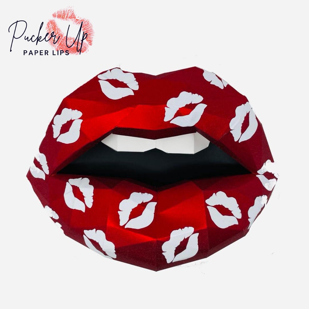 Lip Kisses Paper Lips Art| Valentines Day Gift| Office or Salon Decor ...
