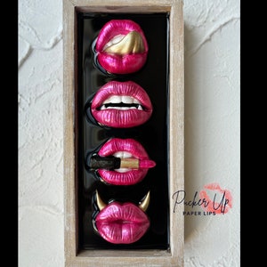 Framed Cement Lip Wall Art Decor for Home or Office | Statement Art ...