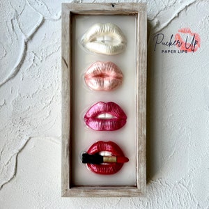 Framed Cement Lip Wall Art Decor for Home or Office | Statement Art ...
