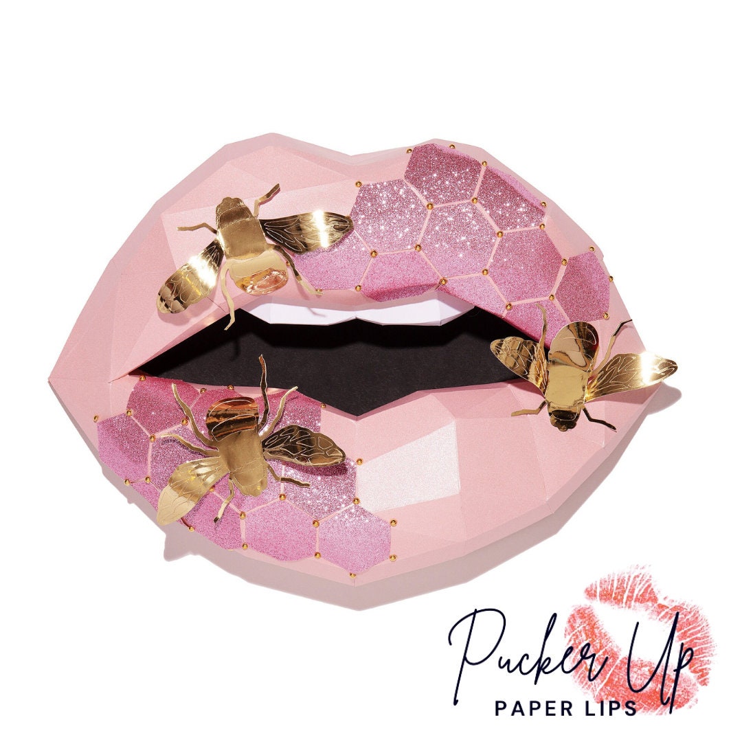 Honeycomb and Bee Glitter Paper Lip Wall Art | 3D Paper Lip Art | Wall ...