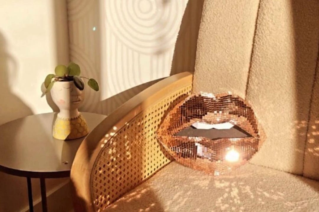 Mini Mirrored Tiled Disco Paper Lip Wall Art for Home Office or Salon ...