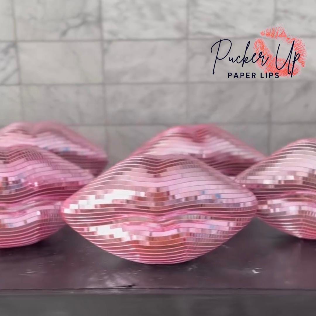 Mirrored Tiled Sitting Lips | Disco Lip Art Decor for Home or Office ...