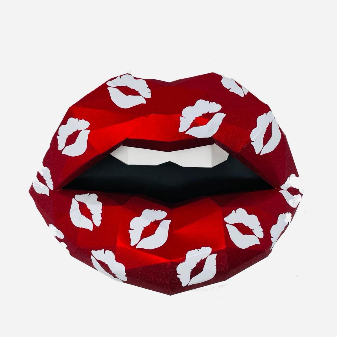 Paper Lips Kisses Wall Art for Home Office or Salon Fashion Lover Gift ...