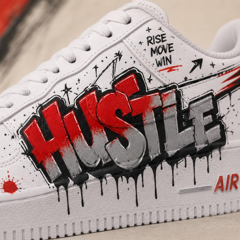 Custom Graffiti Air Force 1 Sneakers, Hand-painted Hustle Streetwear ...
