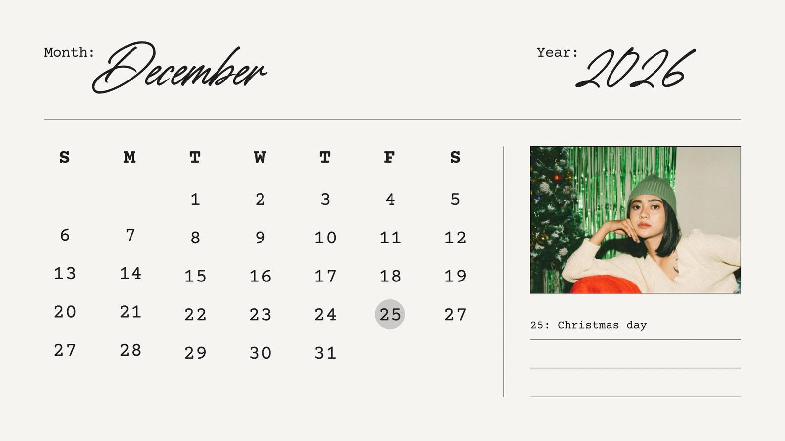 2026 Minimalist Beige Calendar: Simple Printable (PDF Download) - Etsy