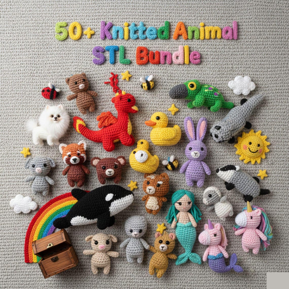 50+ Amigurumi Animal STL Bundle | 3D Printable Crochet Look Models ...