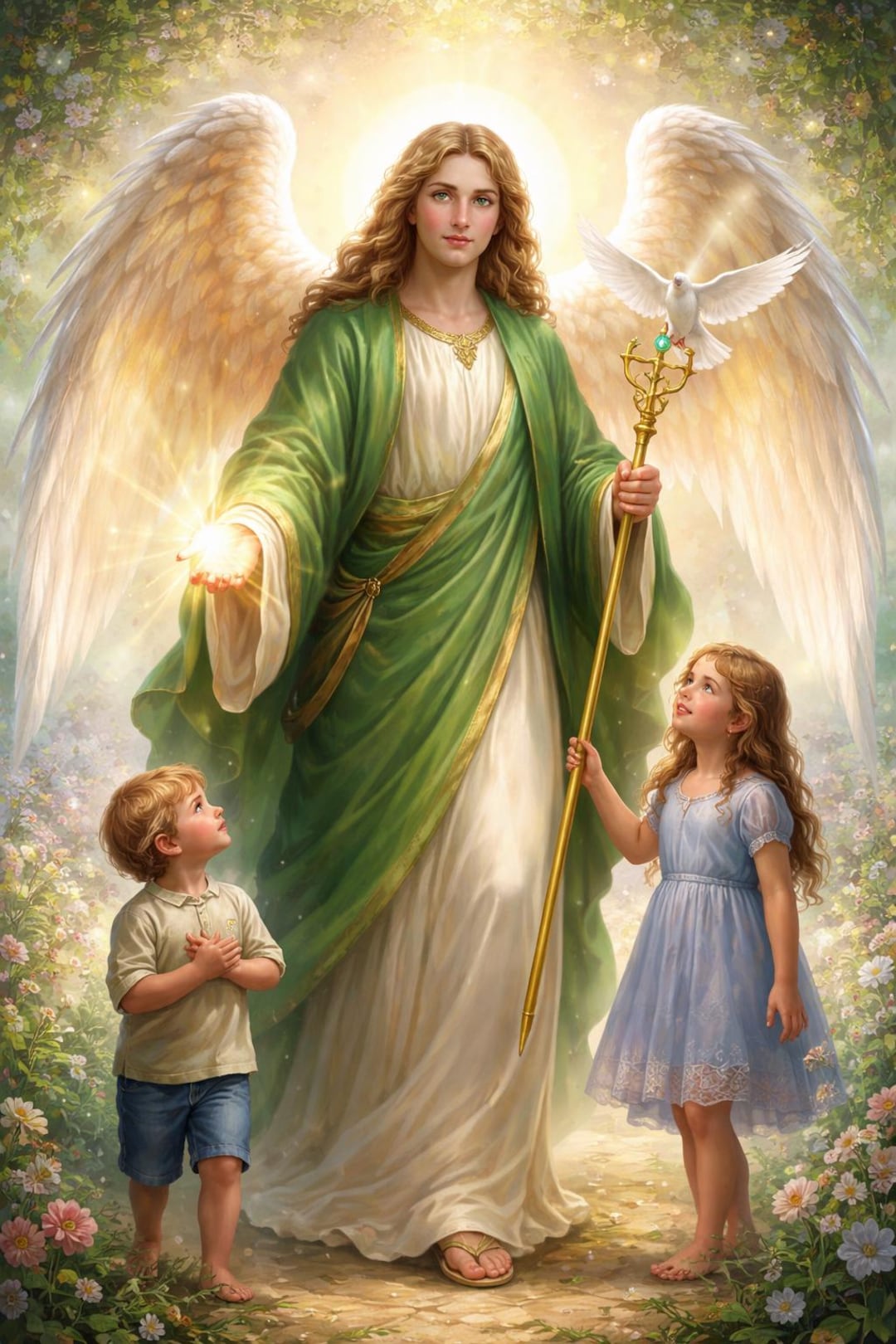 Archangel Raphael Print: Healing Guardian Angel With Children ...