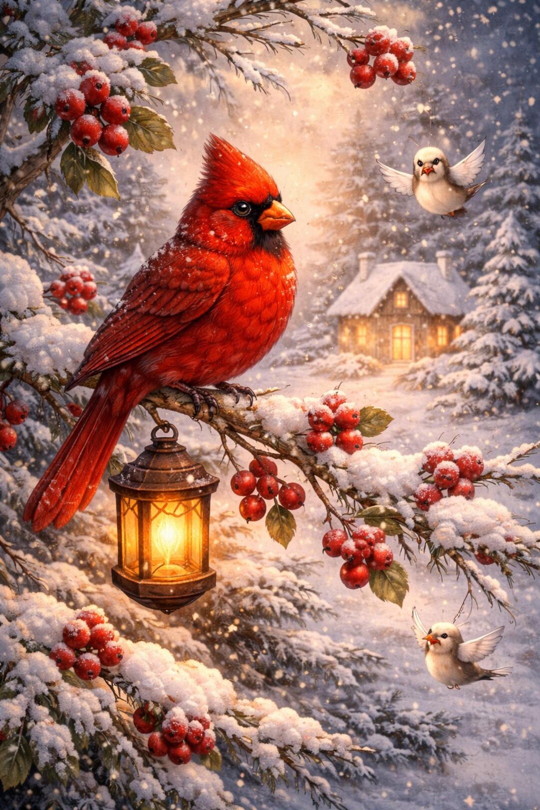 Winter Cardinal Guardian Angel Printable / Red Cardinal Memorial Print ...