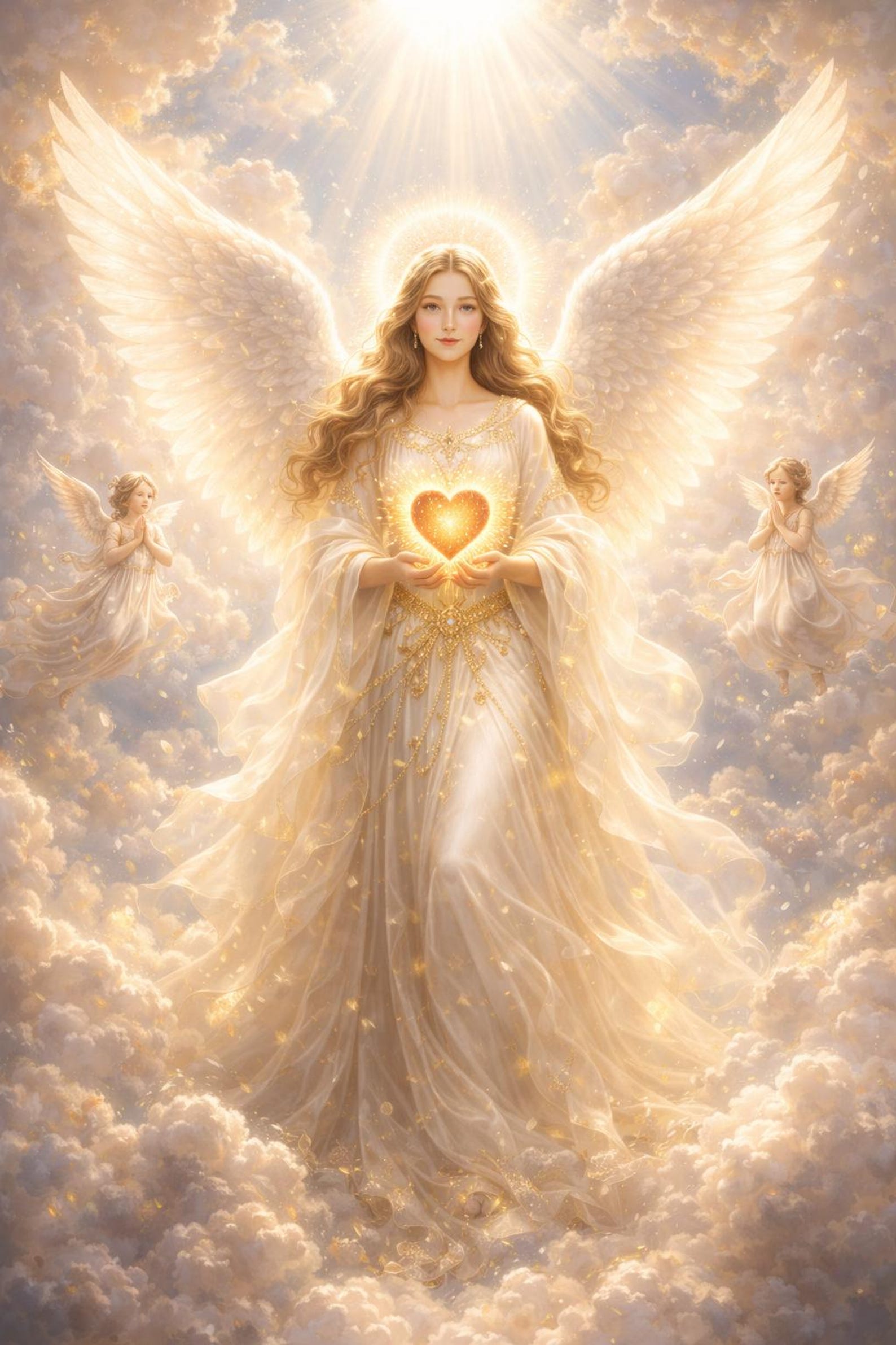 Angel of Love - Heavenly Angel With Glowing Heart Printable Wall Art - Etsy