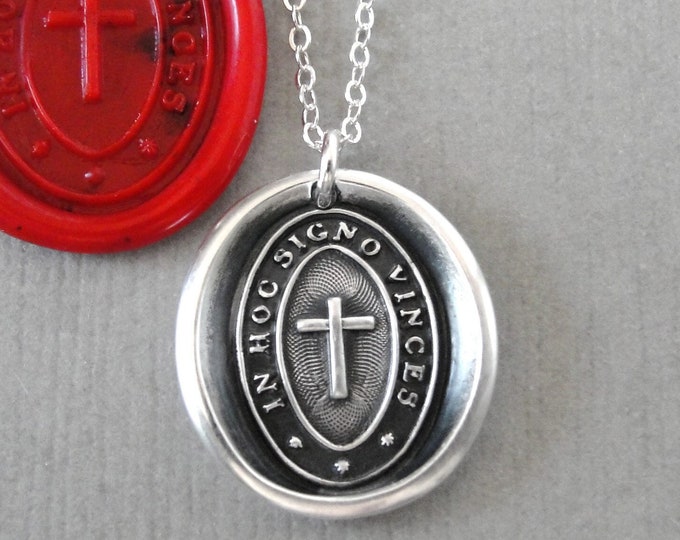 In This Sign You Shall Conquer Wax Seal Necklace in Silver Antique ...