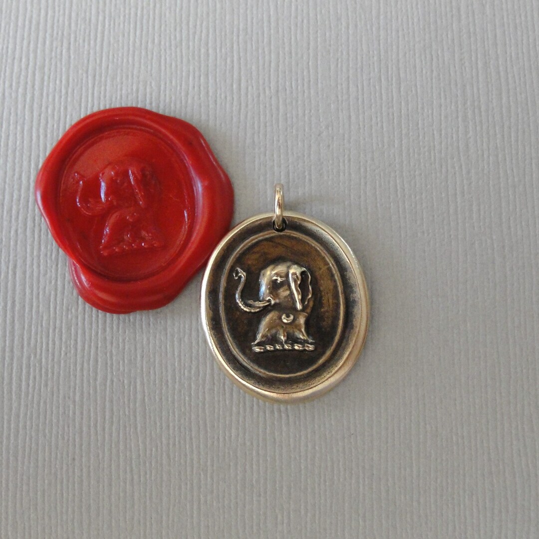 Good Luck Elephant - Wax Seal Pendant Strength Wit Fortune Symbol ...