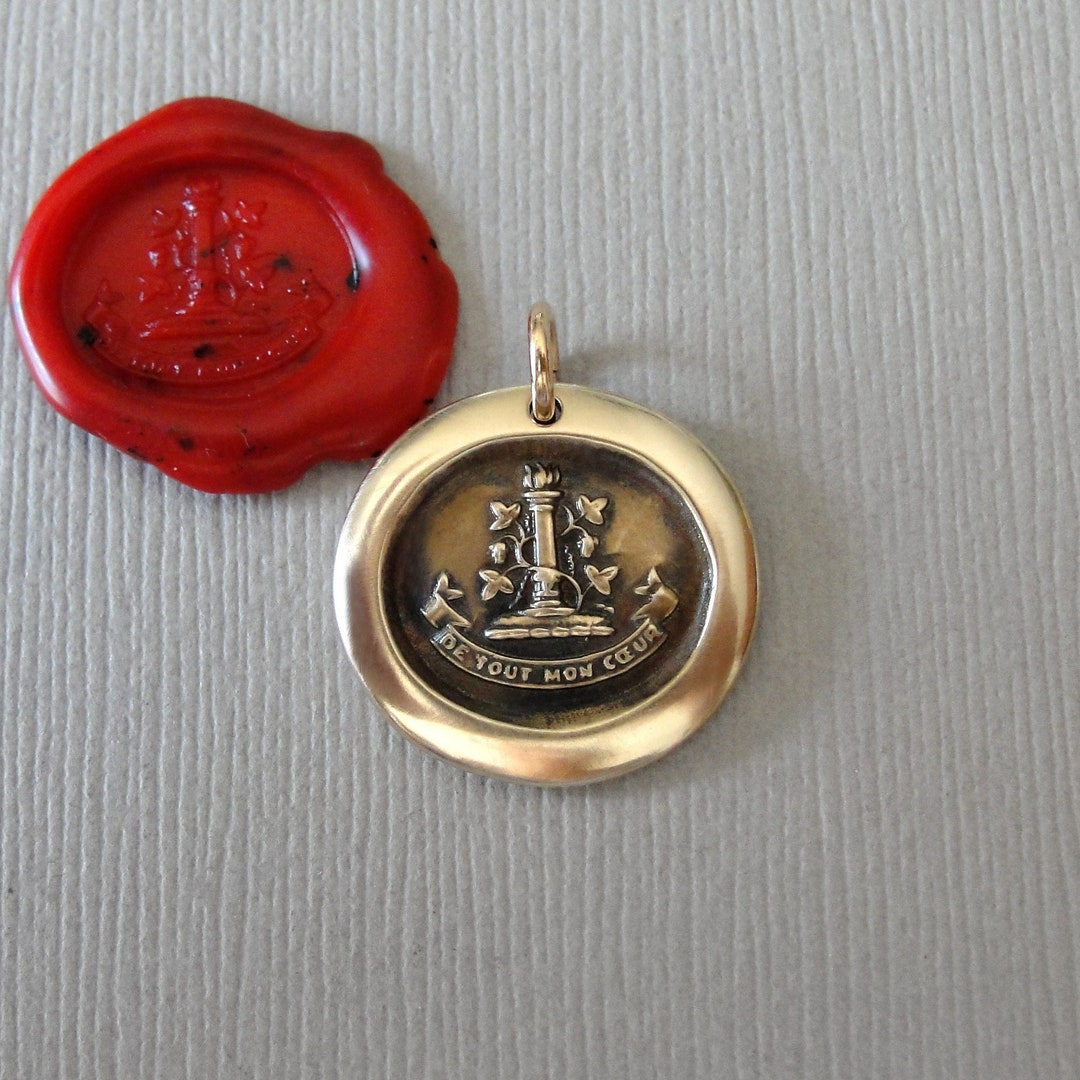 Love You With All My Heart - Wax Seal Pendant Eternal Flames of Fire ...