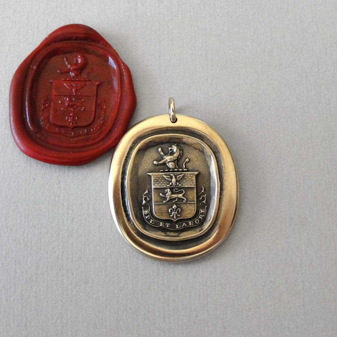 Hope and Work - Lion Wax Seal Pendant - Antique Wax Seal Jewelry ...