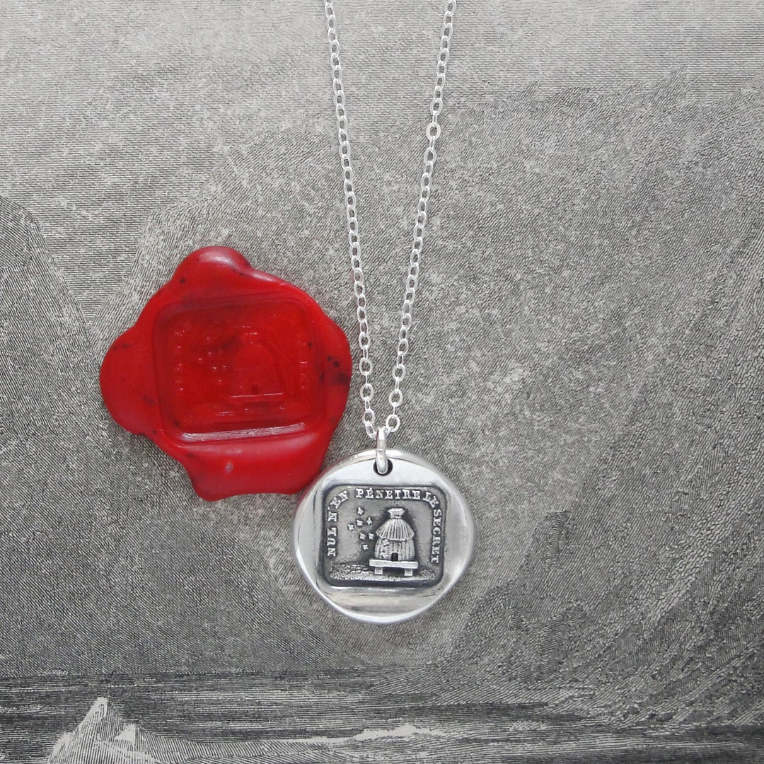 Beehive Wax Seal Necklace - Honey Bee Jewelry - Silver Motto Keeping ...