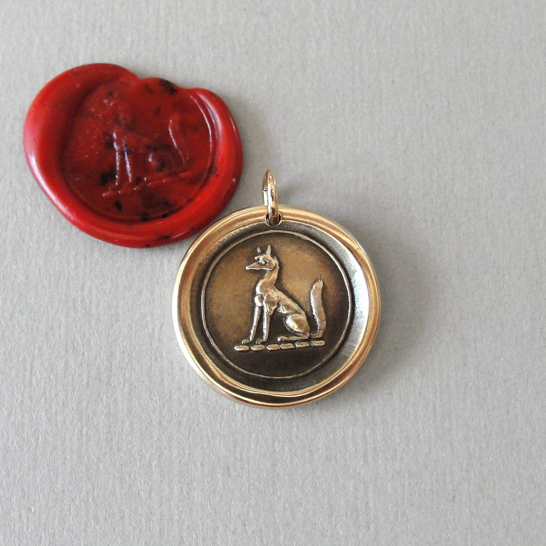 Fox Wax Seal Pendant - Antique Wax Seal Jewelry With Fox Crest Symbolic ...